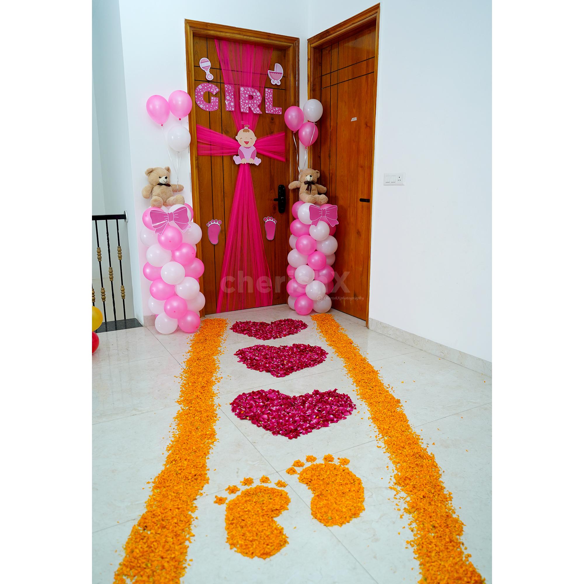 Indulge in a joyful moment with adorable welcome baby girl decoration ...